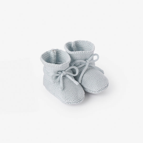 Pale Blue Garter Knit Baby Booties – Elegant Baby