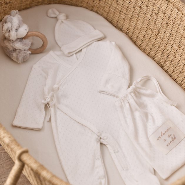 Organic Cotton Pointelle 2 Piece Preemie Layette Set – Elegant Baby