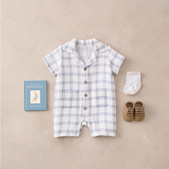 Plaid Organic Muslin Shortall – Elegant Baby
