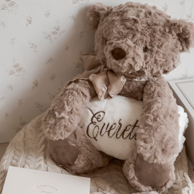 Bear Bedtime Huggie Plush Toy with Blanket – Elegant Baby