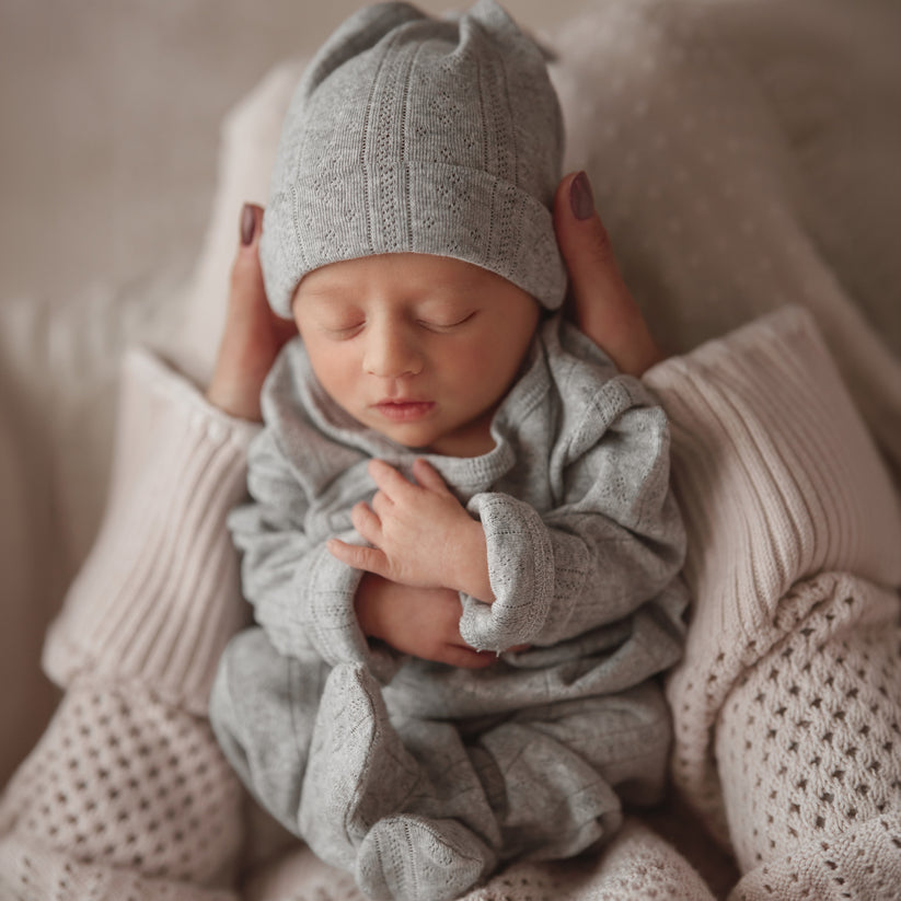 Gray Organic Cotton Pointelle Layette 3 Pc Gift Set – Elegant Baby