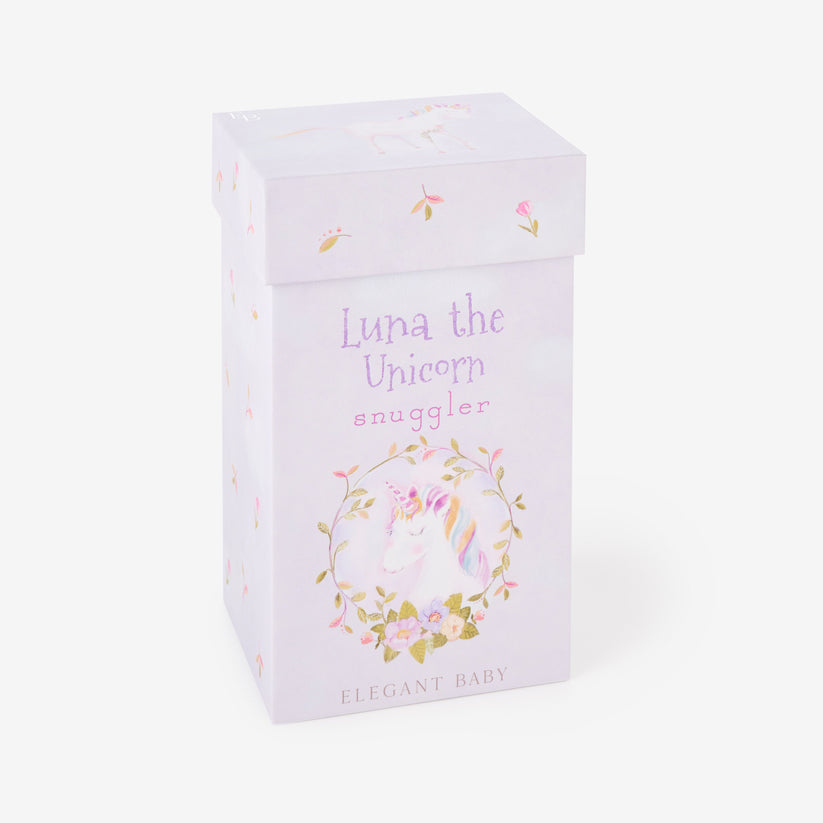 Luna Unicorn Snuggler Plush Security Blanket w/ Gift Box – Elegant Baby